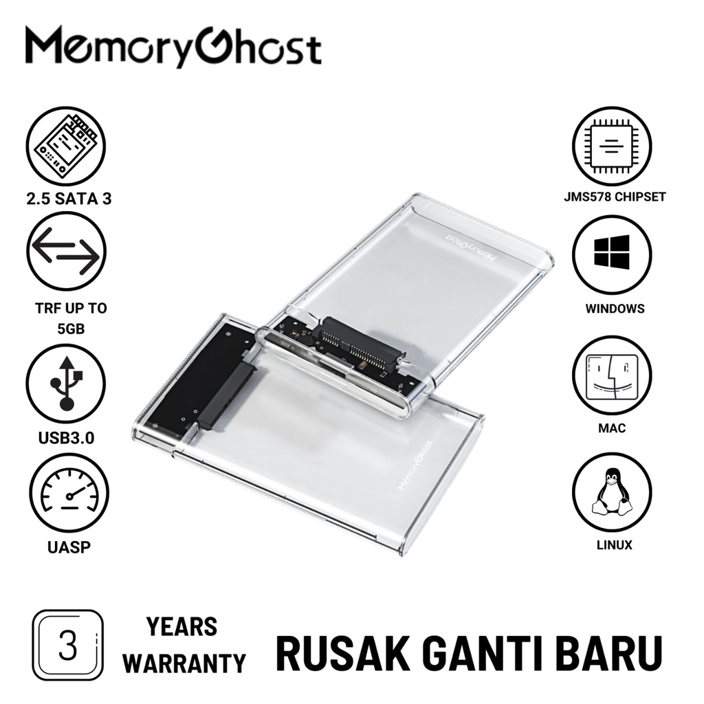 Jual Memory Ghost Transparent 2.5” SATA 3 SSD Enclosure | Shopee Indonesia