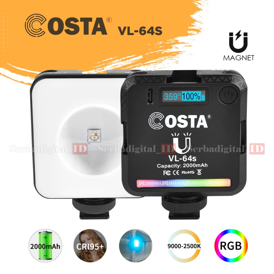Jual COSTA VL-64s RGB LED Spotlight Magnetic Ambient Studio Foto Video ...