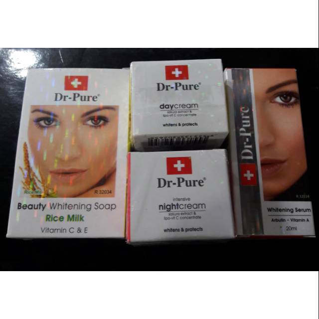 Jual Satu set cream dr-pure (day cream,night cram,sabun beras dan serum ...