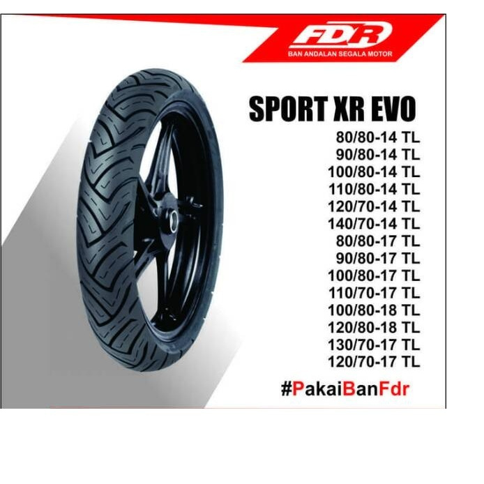 Jual ban motor fdr tr tl 1008014 sport xr evo ban tubeless | Shopee ...