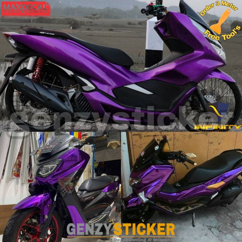Jual stiker skotlet ungu violet chrome mirror sticker ungu candy glossy ...