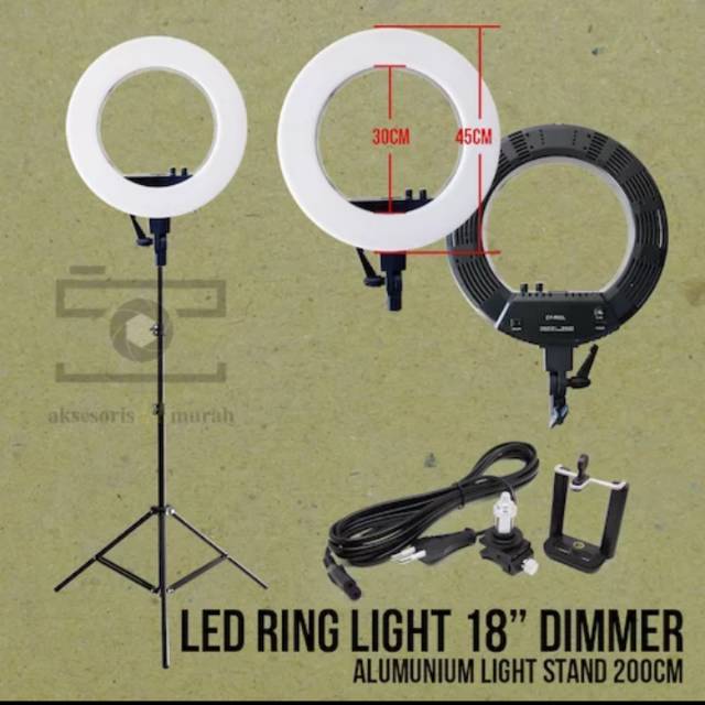 Jual LED Ring Light CY-R50L 18 inch Dimmer with Light Stand 200cm ...