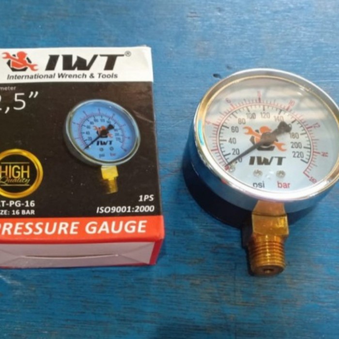Jual Manometer Pressure Gauge Alat Ukur Tekanan Angin 16 Bar 220 Psi IWT 12 | Shopee Indonesia