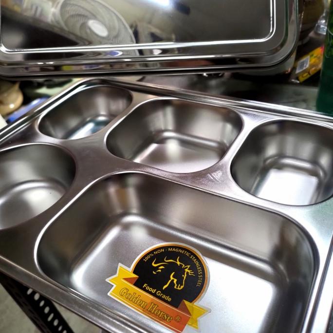 Jual Plato / Food Tray / Piring / Tempat Makan Sekat 5 + Tutup ...