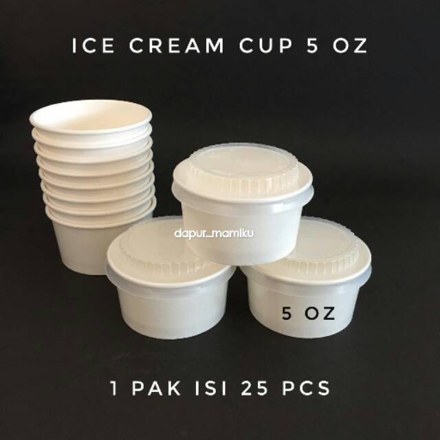 Jual DAPURMAMI 25 Biji Ice Cream Paper Cup + Tutup 5 oz 1 Pak isi 25 ...