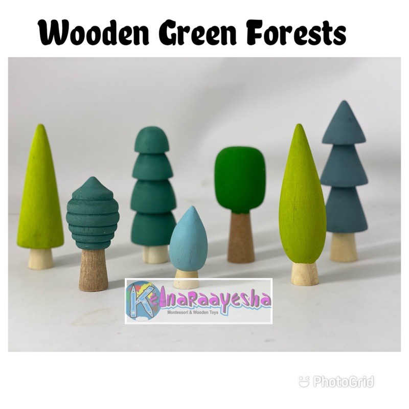 Jual Wooden forest 7pc / wooden tree figure 7pc / pohon figure | Shopee ...