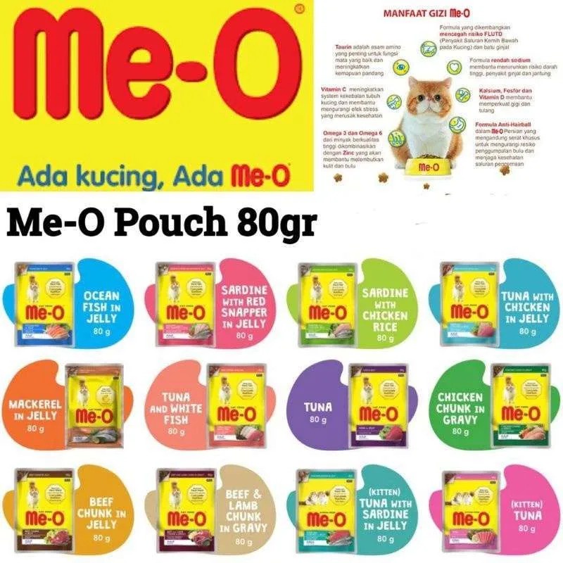 Jual Wet Cat Food ME-O MEO Pouch 80 gr For Adult Cat & Kitten | Makanan ...