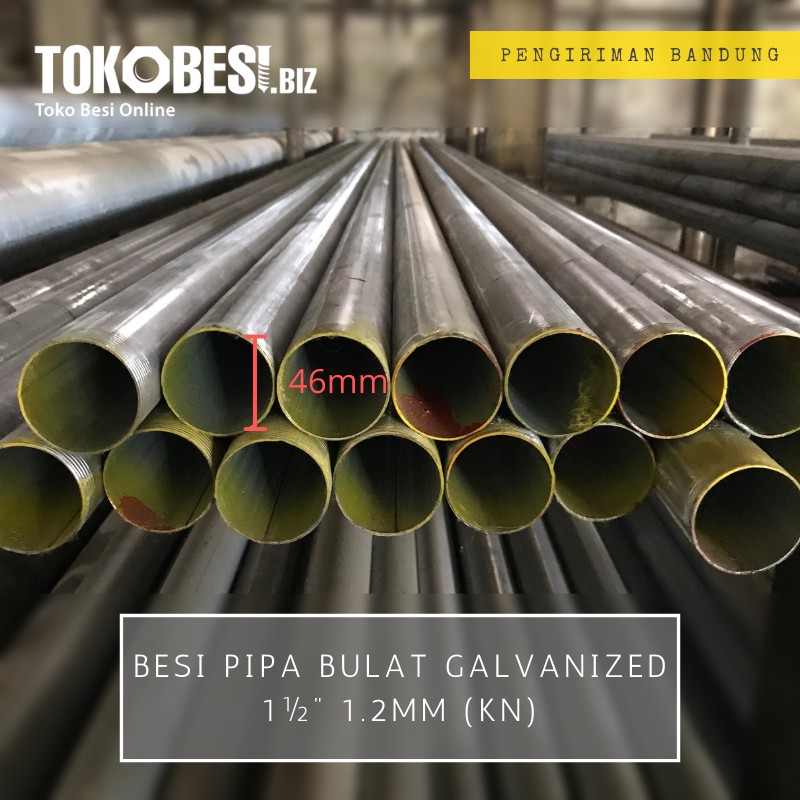 Jual Besi Pipa Bulat Galvanized 1½" 1.2mm (kn) | Shopee Indonesia
