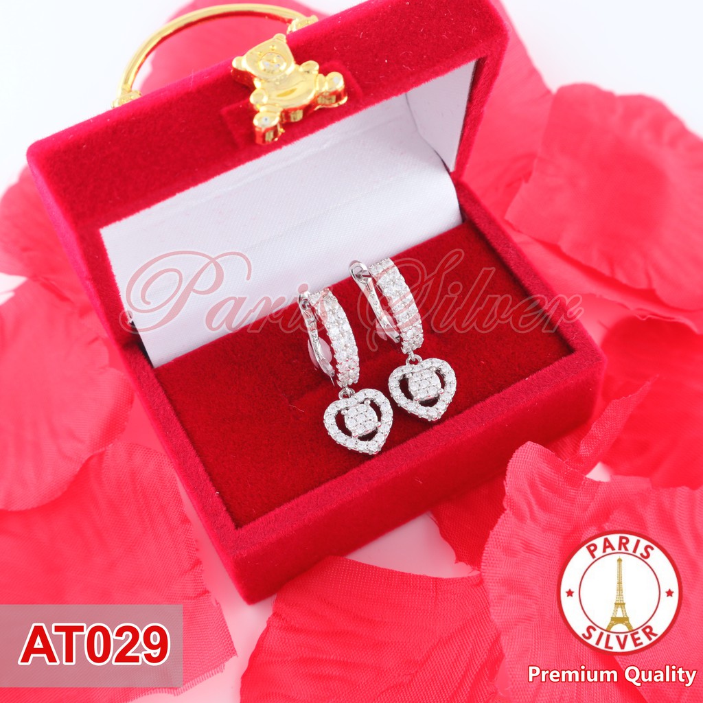 Jual Anting silver asli model love hati full permata perak 925 lapis ...