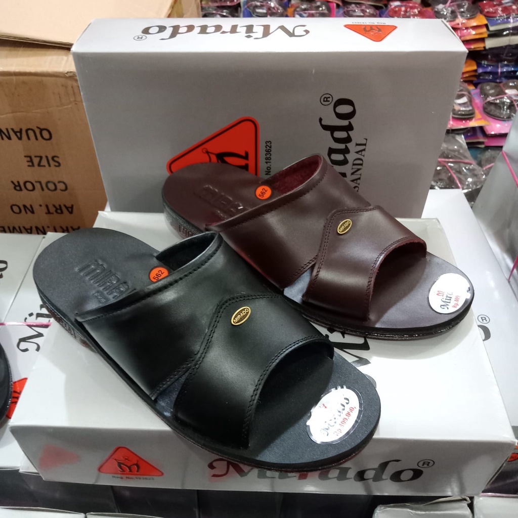 Jual Sandal asli kulit merek mirado fashion pria dewasa model slide ...