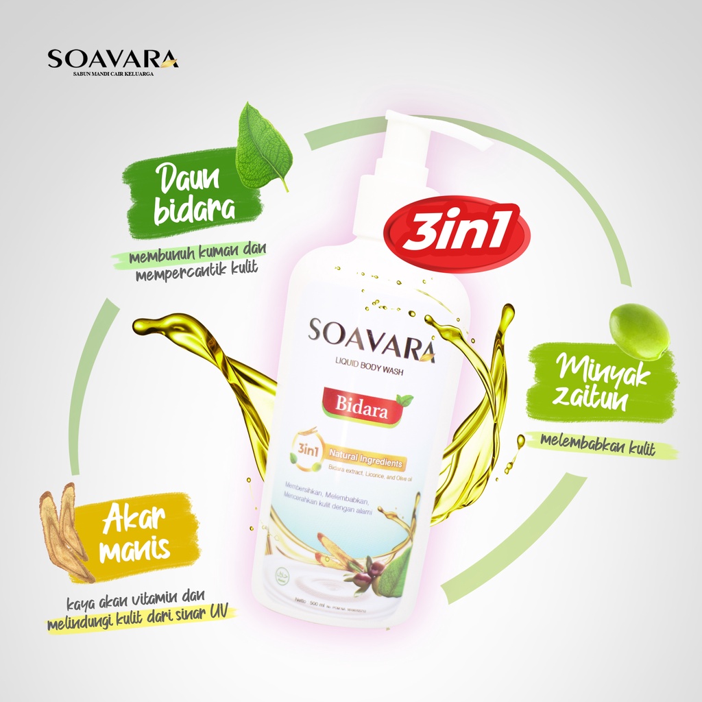 Jual SOAVARA Body Wash Bidara 500ML - Sabun Mandi Cair Herbal Kulit ...