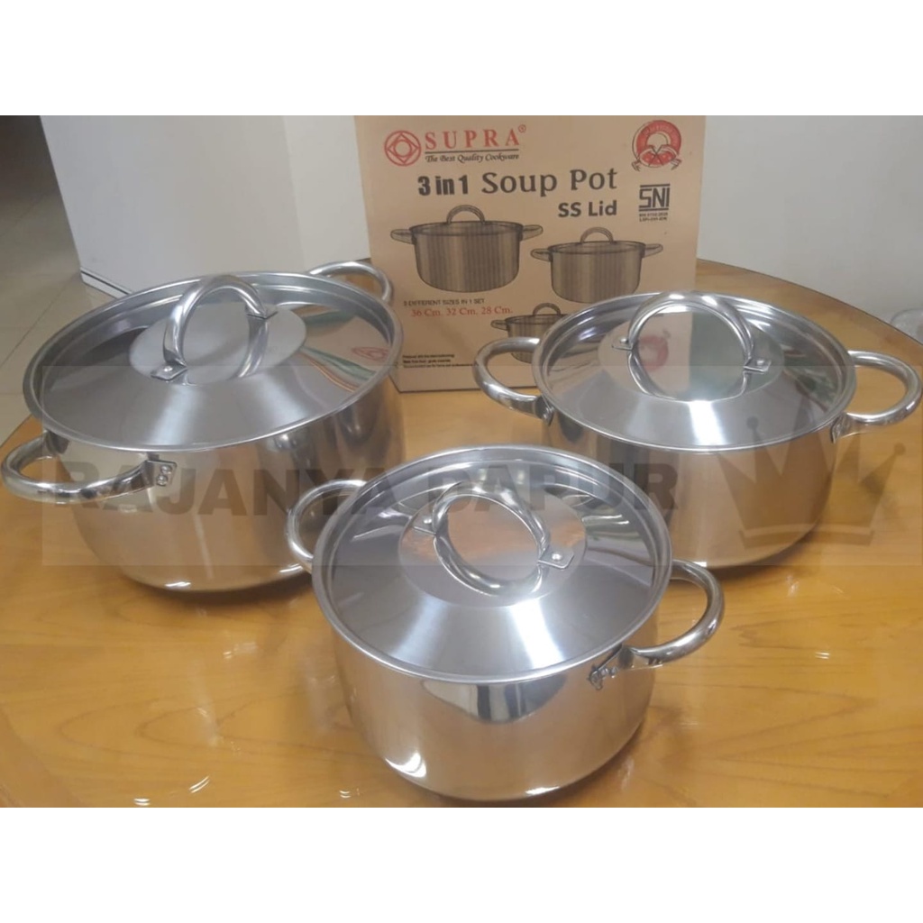 Jual Panci supra soup pot 3 in 1 stainless steel - panci set induksi ...