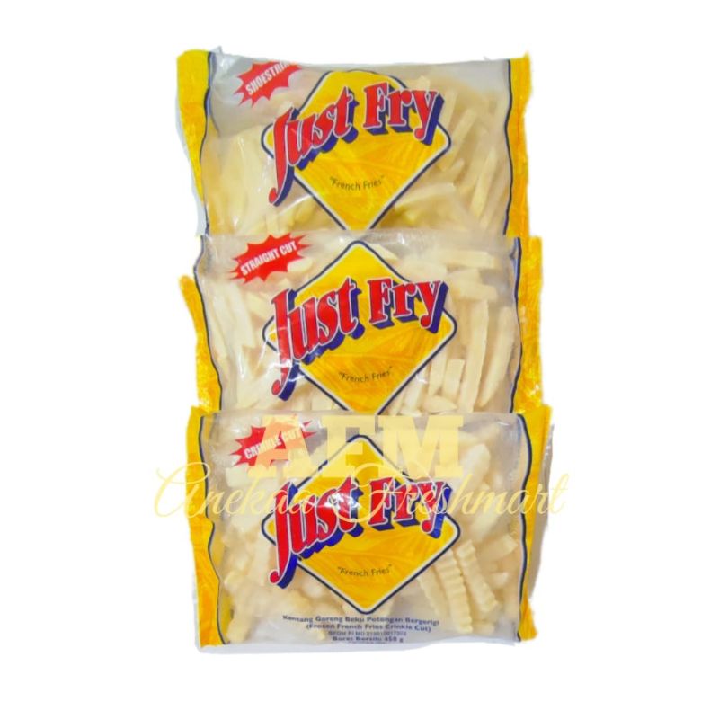 Jual JUST FRY FRENCH FRIES SHOESTRING/STRAIGHT/CRINKLE 450GRAM KENTANG ...
