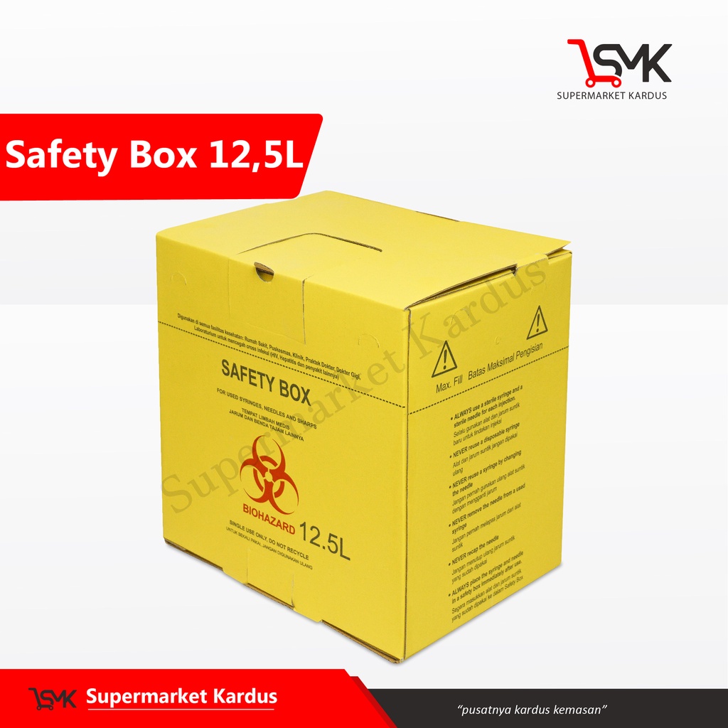 Jual SAFETY BOX 12.5 Liter Sampah Medis/Safetybox/Alkes/BioHazard/Kardus/12L/12,5L/12,5Liter/12 ...
