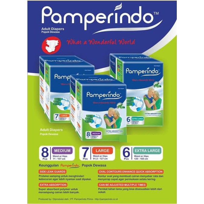 Jual Popok Dewasa Pamperindo Diaper Size L isi 7 pcs Ukuran Pinggang ...