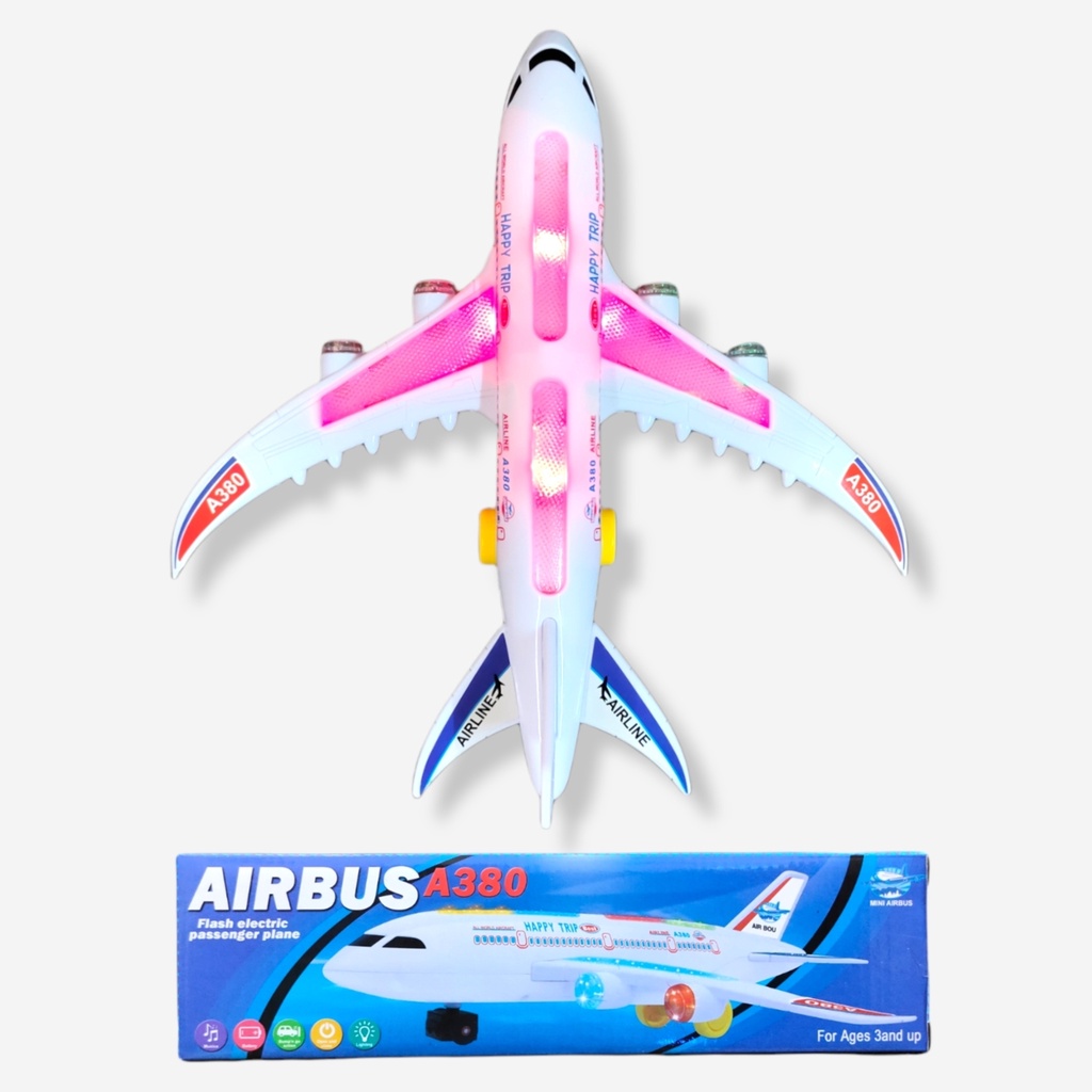 Jual Mainan Pesawat AirBus A380 Mini Roda Bump & Go ( Musik & Lampu ...