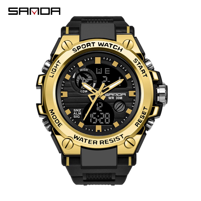 Jual SANDA 739 Jam Tangan Pria Digital Analog Tali Rubber Chronograph ...
