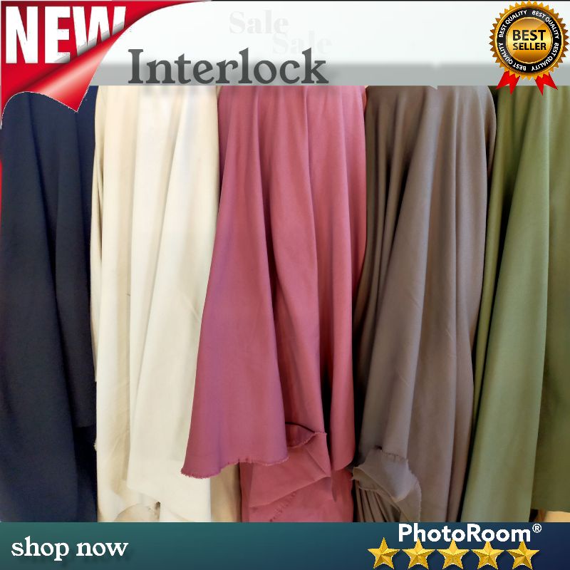 Jual Bahan Interlok stretch. Kain Suede Interlock Tebal. Interlock ...