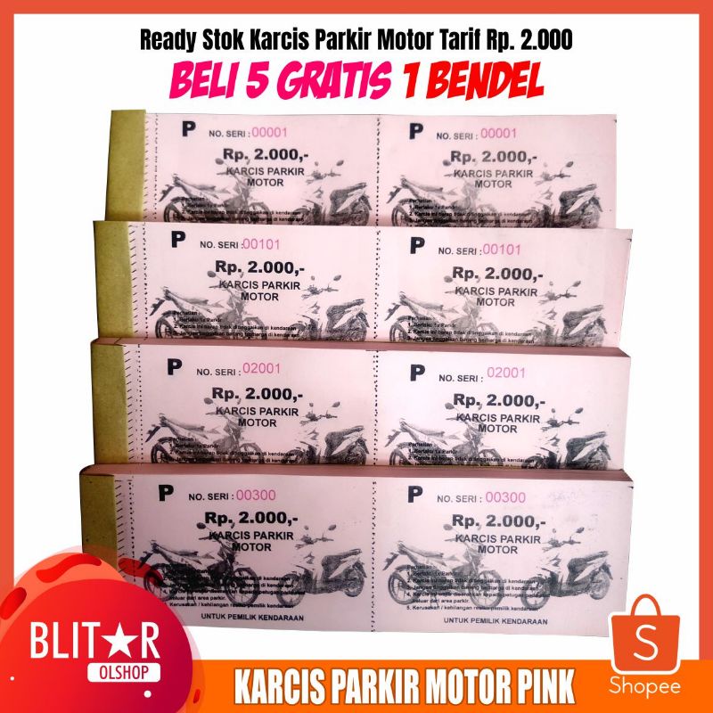Jual Karcis Parkir Motor Tarif 2000 Kertas Warna Best Seller | Shopee ...