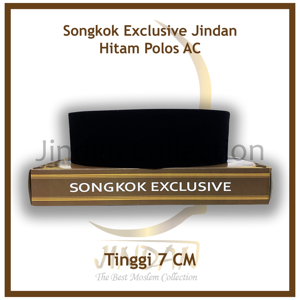 Jual Peci Songkok Kopiah Jindan Exclusive AC Hitam Polos Tinggi 7 Cm ...