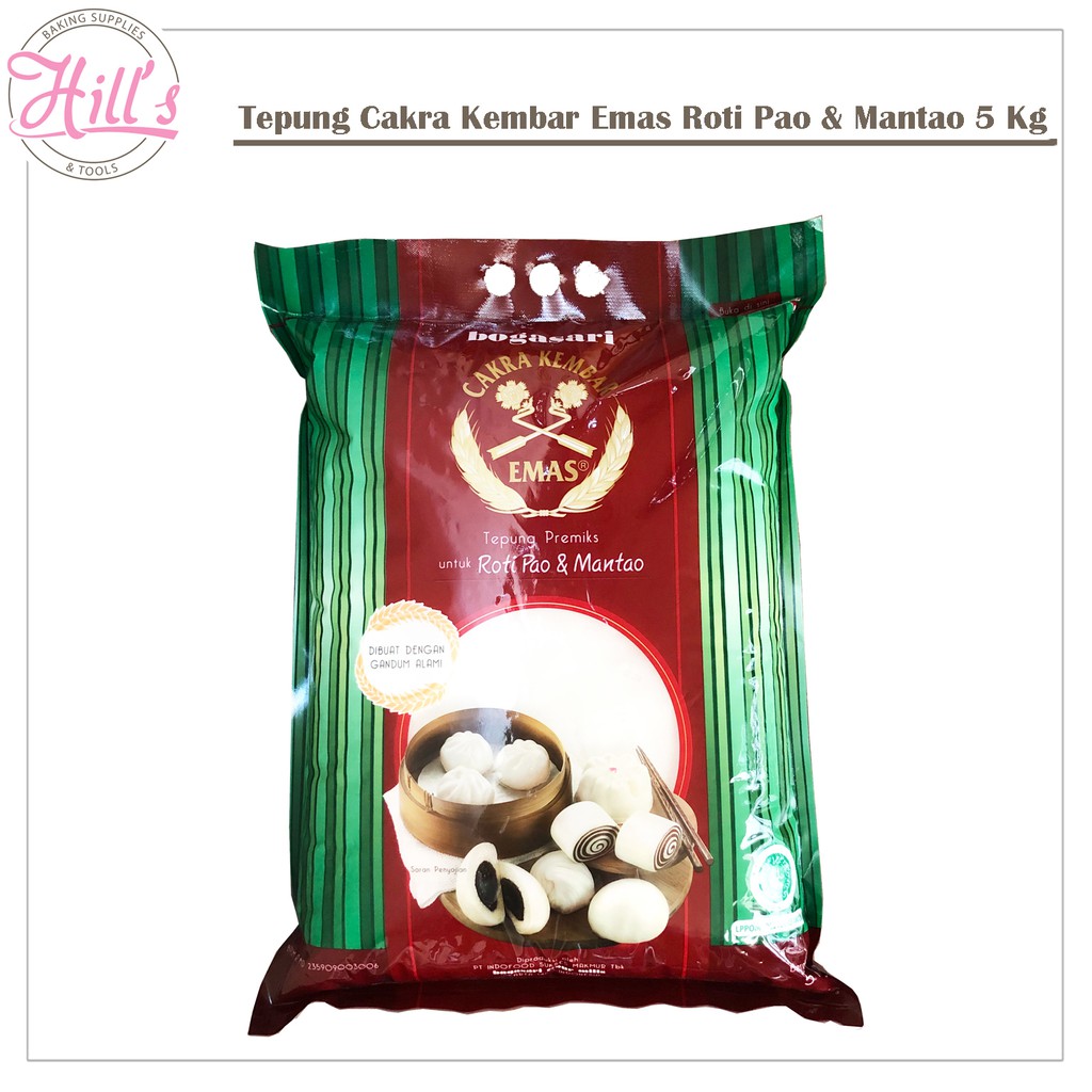 Jual CAKRA KEMBAR EMAS PAO DAN MANTAO 5 kg / TEPUNG BOGASARI 5kg ...
