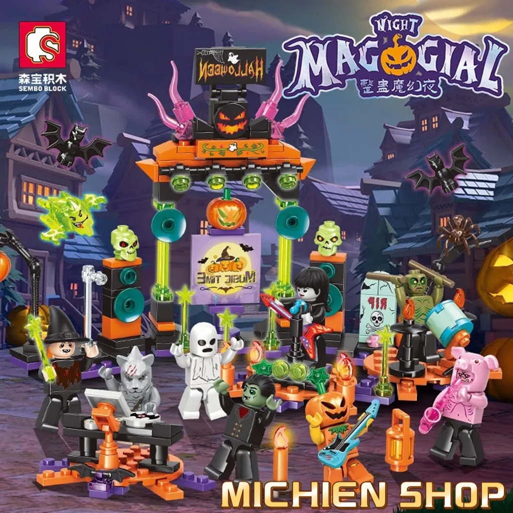 Jual Sembo Block Mainan Labu Halloween 8-in-1 DIY Blok Kit Anak Murah ...