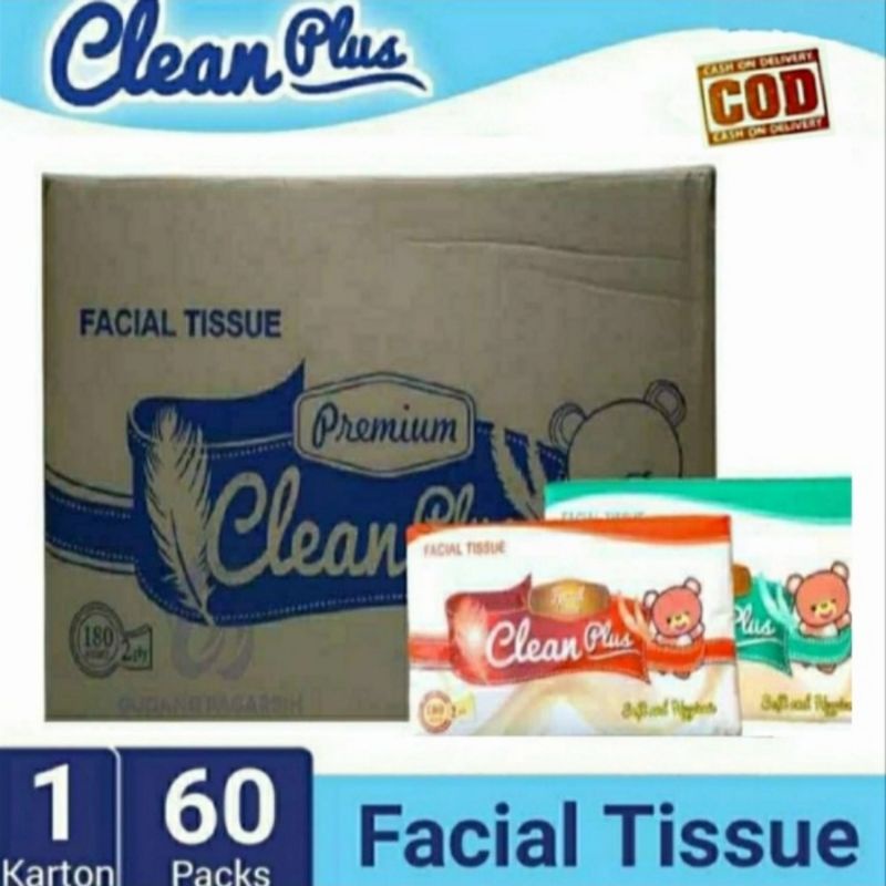 Jual Tissue Clean Plus 180 shet 2 ply 1 dus 60 pack | Shopee Indonesia
