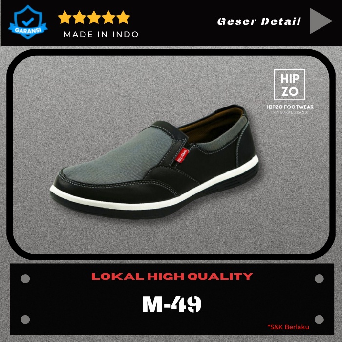 Jual Sepatu Pria Kasual Slip On Semi Formal Slop Keren Premium HIPZO M49 Lokal Original Sepatu ...