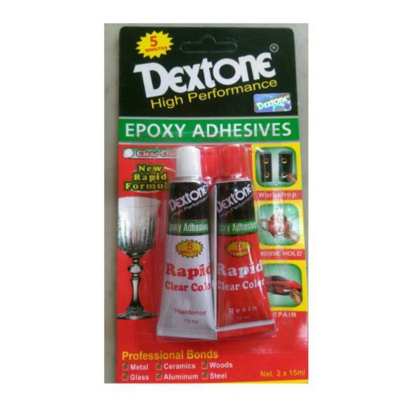 Jual Lem Epoxy Adhesive Dextone 5 Menit / Clear Colour 5 Minutes ...