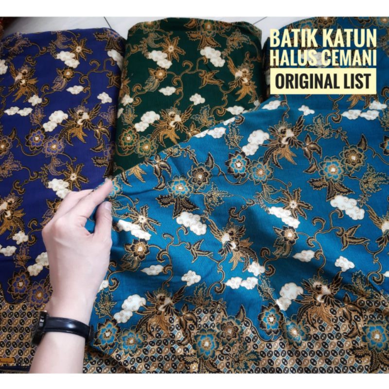 Jual Batik Katun Halus Ultima Grade Cemani List Motif Kawung dan Bunga ...