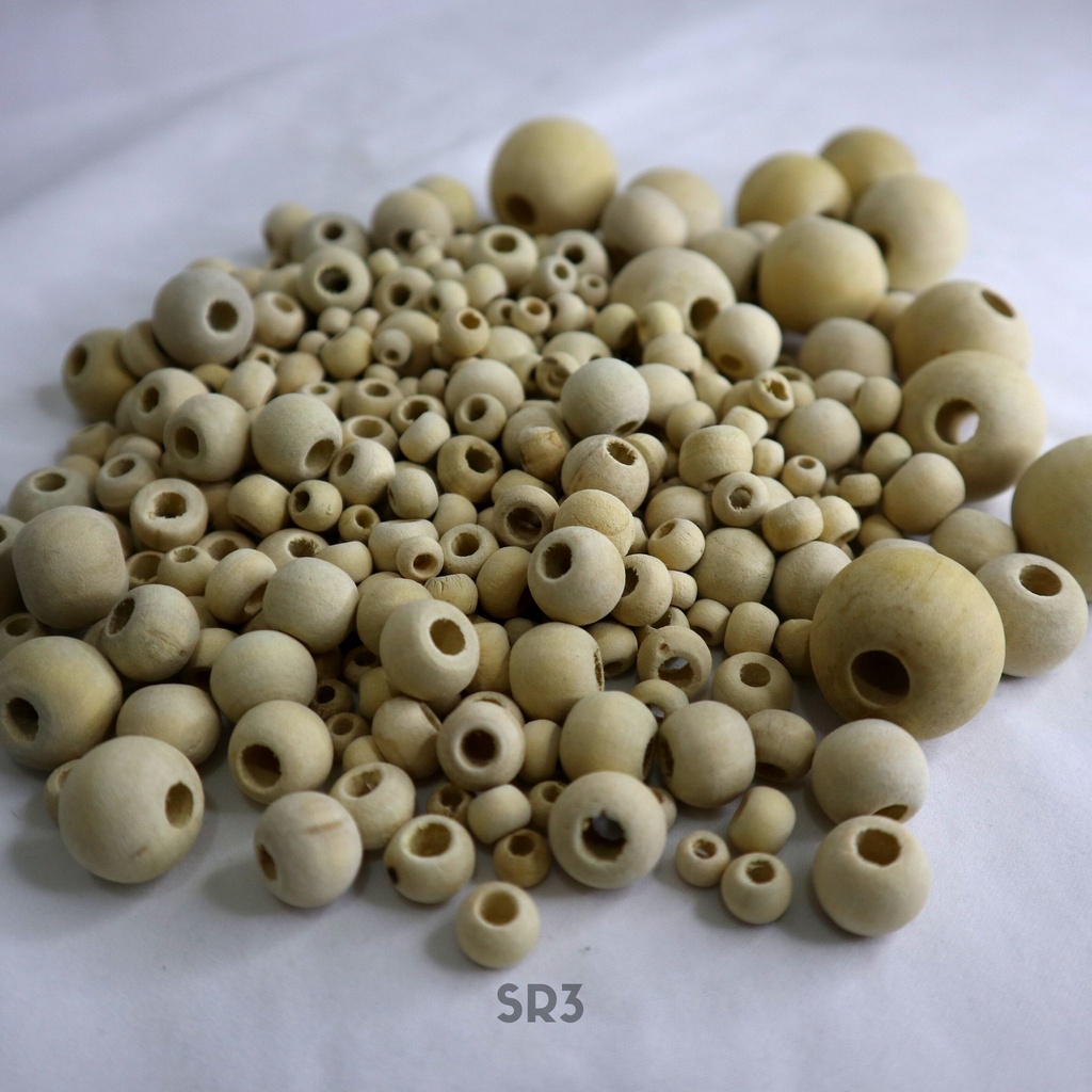 Jual Manik Kayu Natural | Wooden beads | Kayu bulat | Shopee Indonesia