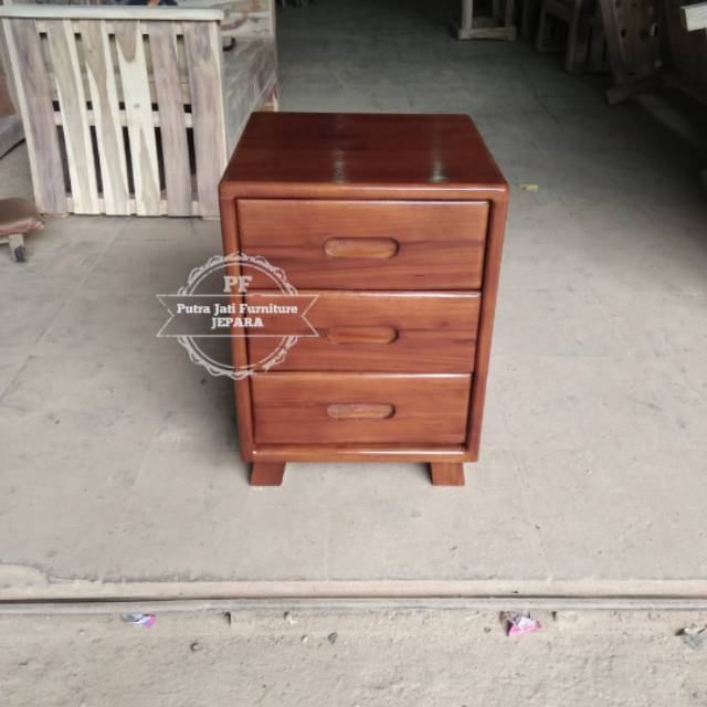 Jual Nakas Laci 3 Drawer - Meja Laci Kecil Kayu Jati - Meja Dispenser ...