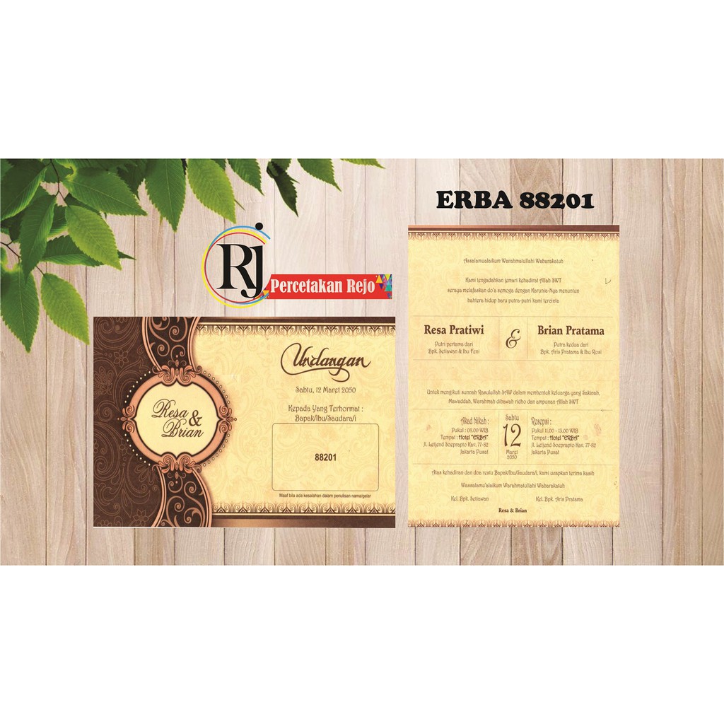 Jual undangan murah / undangan pernikahan / undangan erba 88201 ...