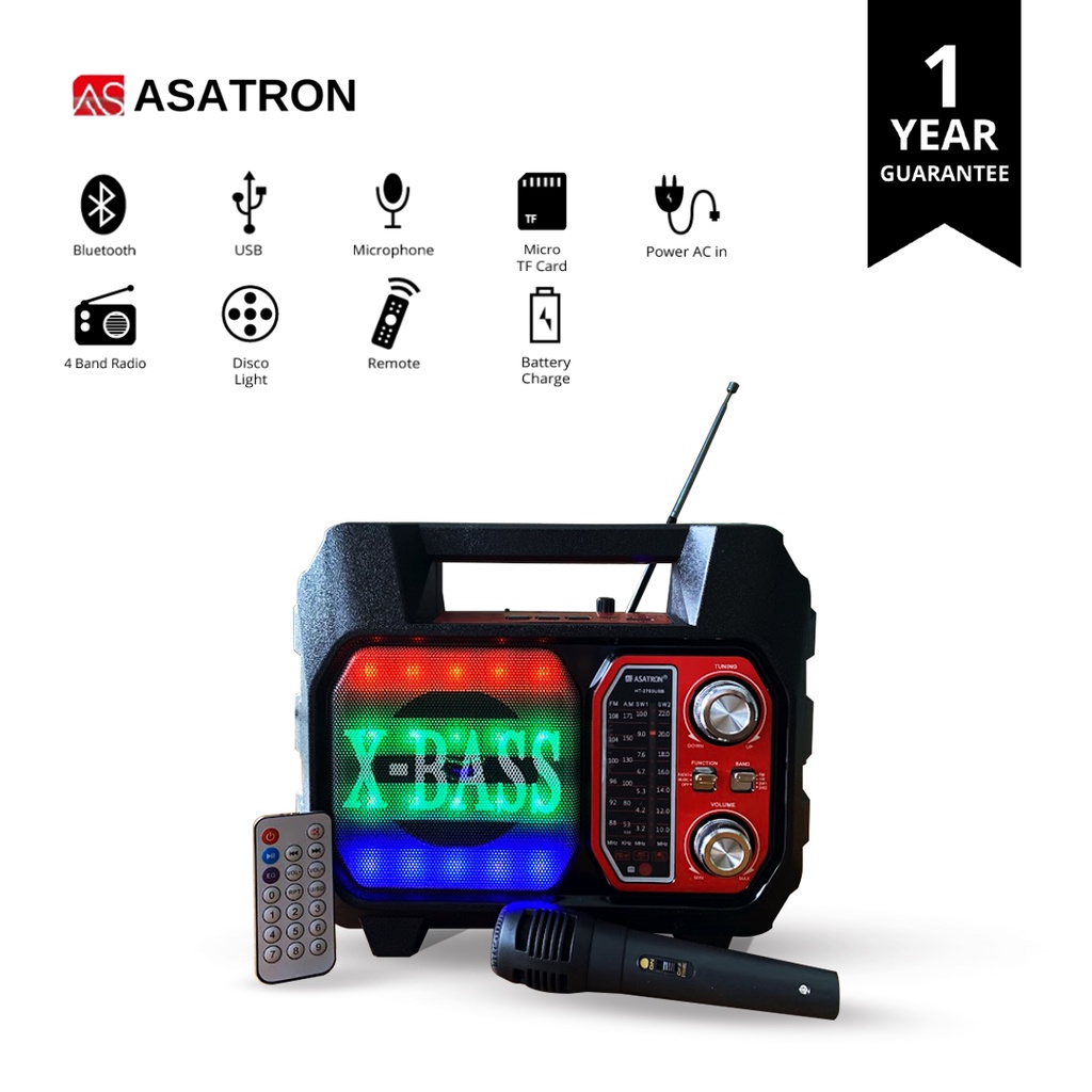 Jual Asatron HT-2703 USB Speaker Karaoke Bluetooth Radio FM/AM + Gratis ...
