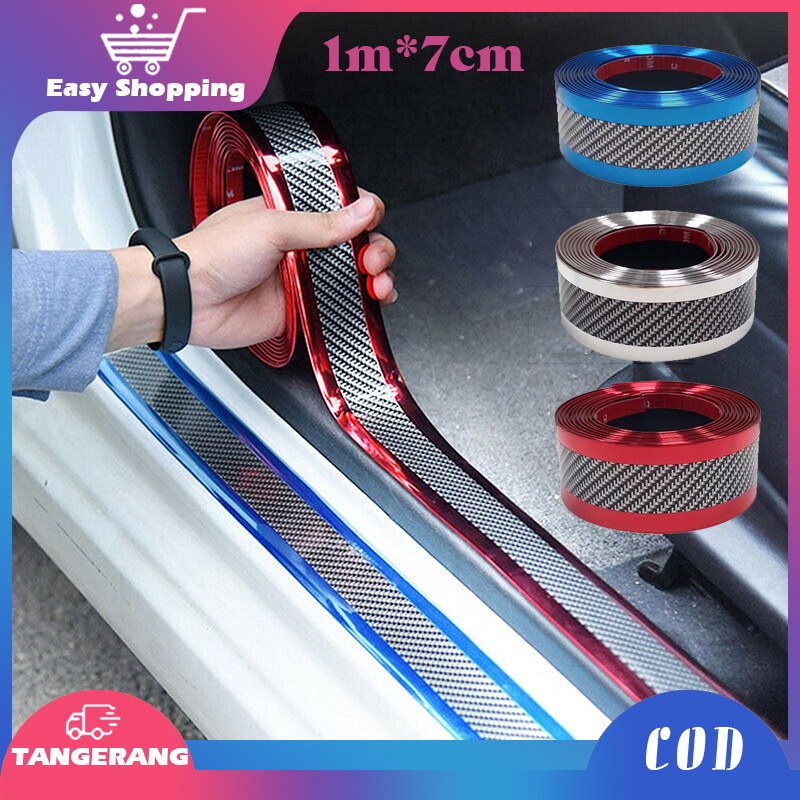 Jual 100*7cm Strip Sill Guard Karet Karbon Mobil/Karbon Sill Plate ...