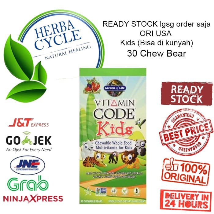 Jual Garden of Life Vitamin Code Kids Multivitamin Anak (30 Kunyah) ORI ...