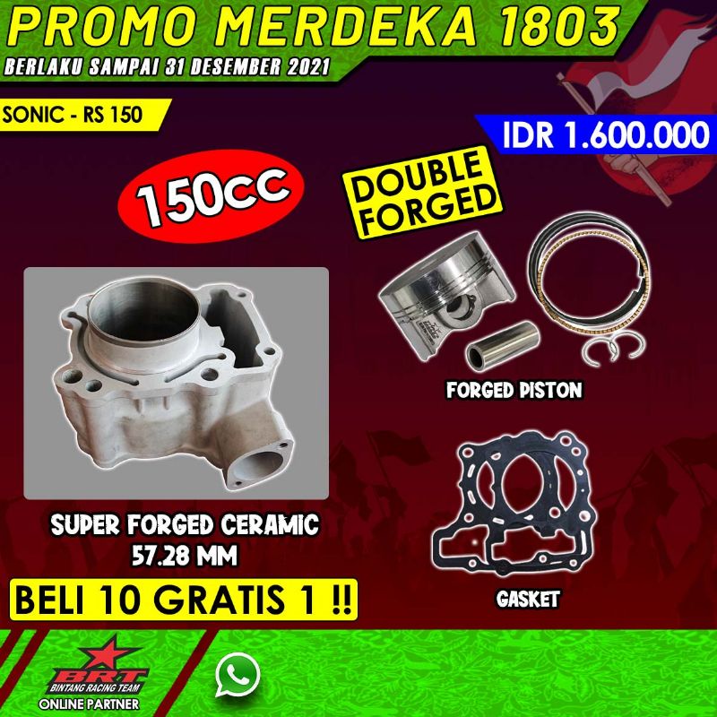 Jual PAKET BORE UP BRT BLOK PISTON SET SUPER CERAMIC SONIC/ ALL NEW CB 150/ALL NEW CBR 150 57 ...