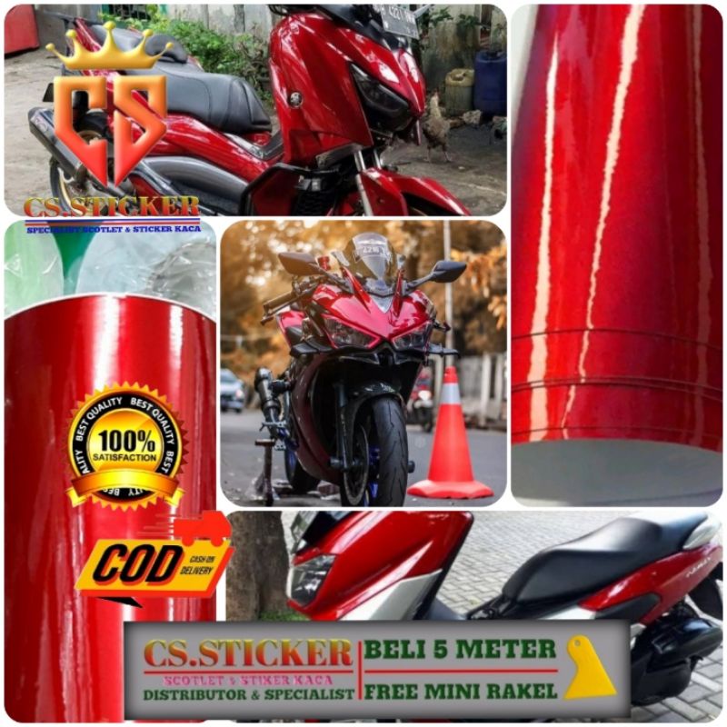 Jual Skotlet merah candy, merah maroon stiker skotletmotor | Shopee ...