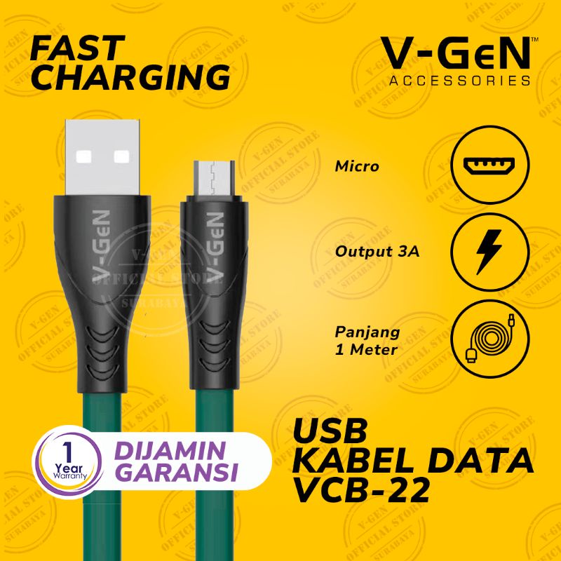 Jual Kabel Data Micro USB V-GeN VCB-22 Fast Charging 3A MicroUSB Gepeng ...
