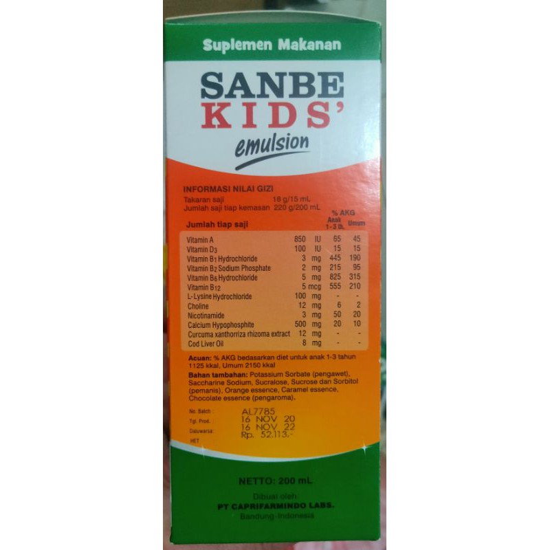 Jual Sanbe Kids Emulsion 200 ml | Shopee Indonesia