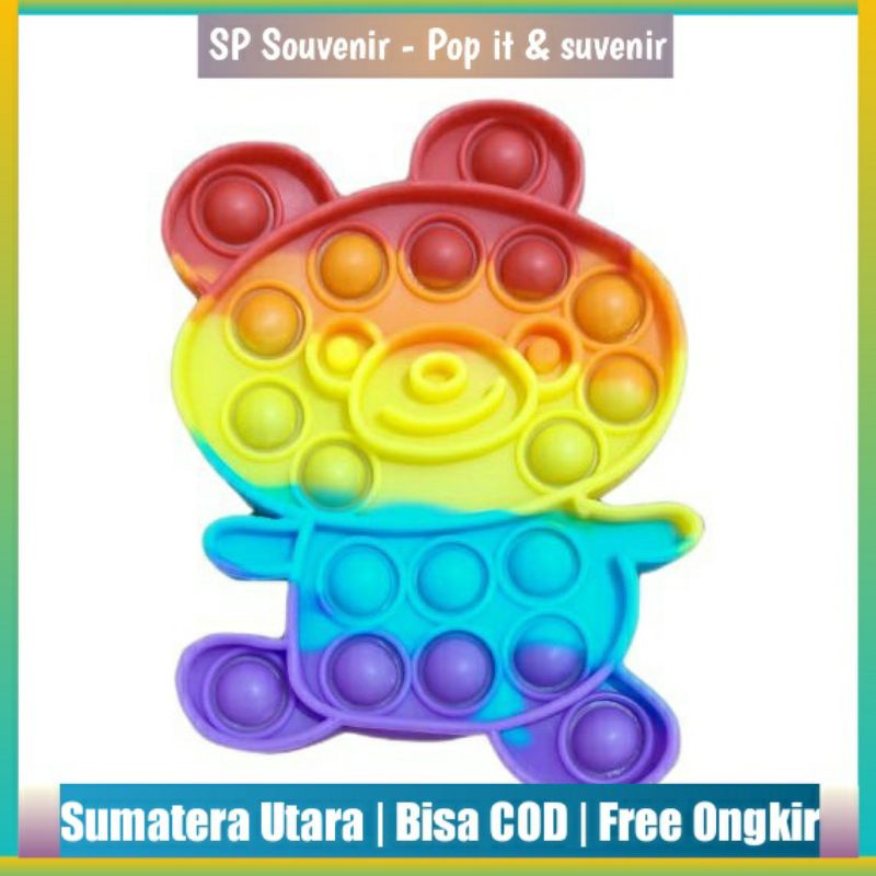 Jual Pop It Teddy Rainbow SMALL | Popit Teddi Pelangi POP IT Mainan ...