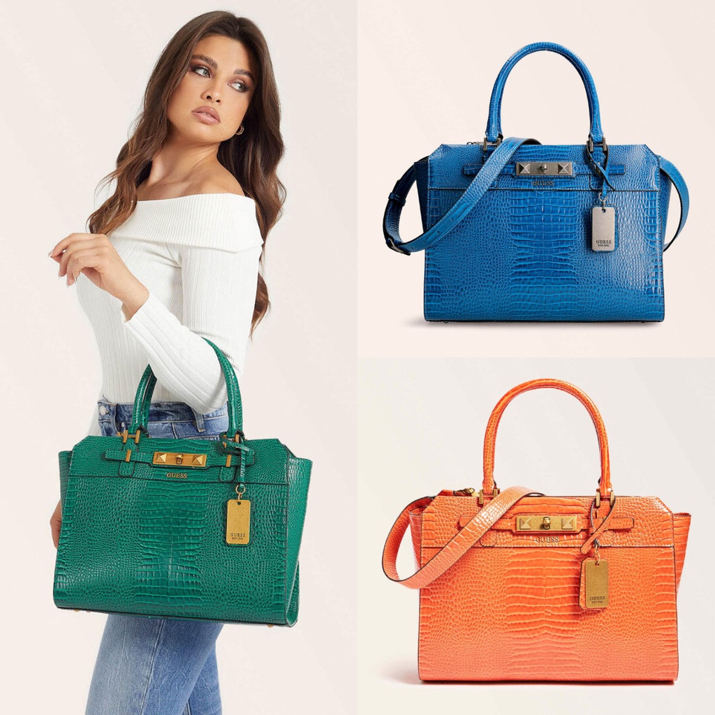 Jual Tas Branded GUESS Raffie Croc Print Handbag | Shopee Indonesia