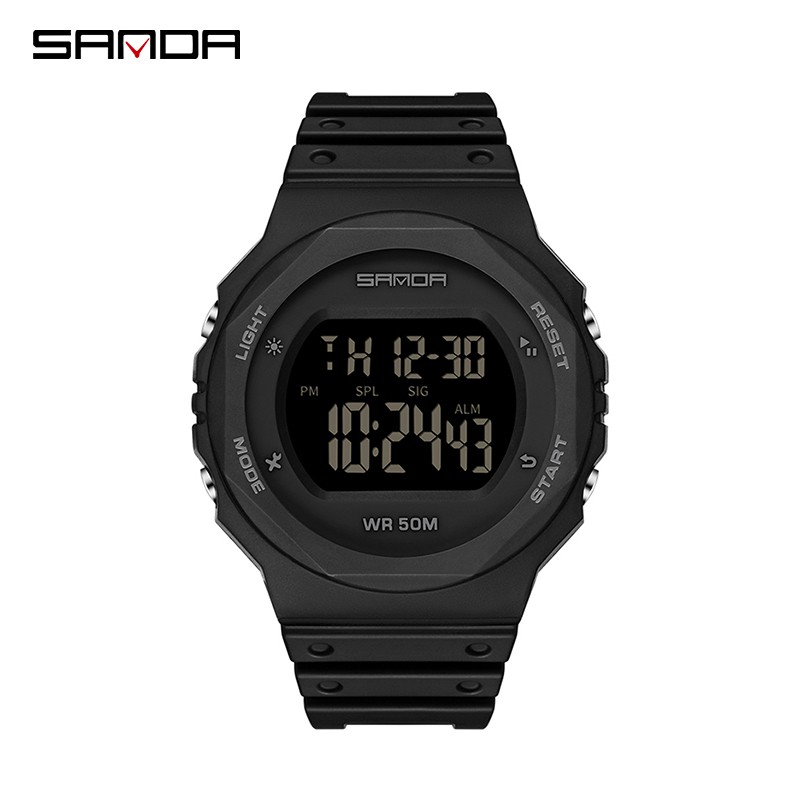 Jual SANDA 6069 Jam Tangan Wanita Pria Digital Sport EL Backlight Tali Rubber Anti Air CURRENOS ...