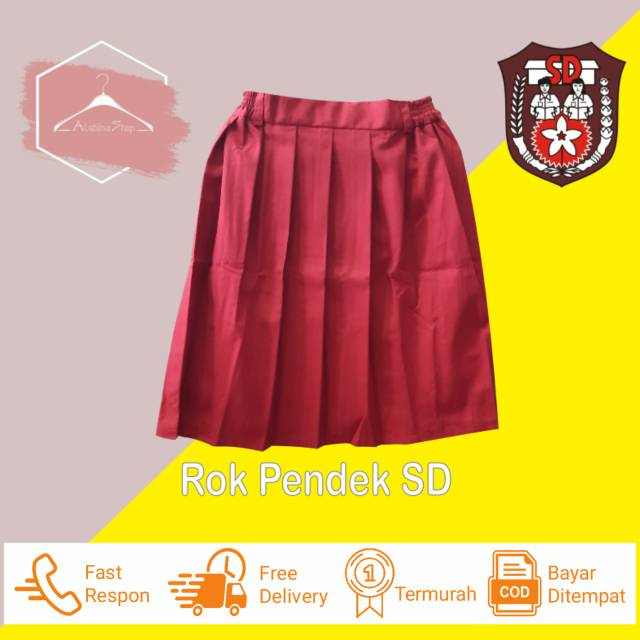 Jual Rok Anak SD Pendek Warna Merah , Putih & Coklat Alghina Seragam Sekolah | Shopee Indonesia