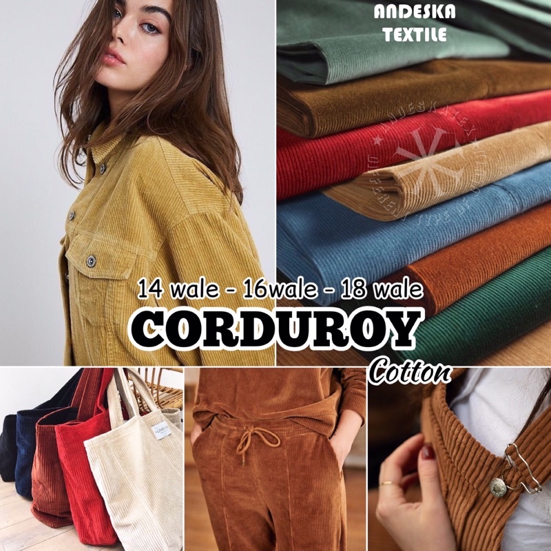Jual Bahan Kain CORDUROY | Kain Katun CORDUROY | 16-18 Wale | Premium ...