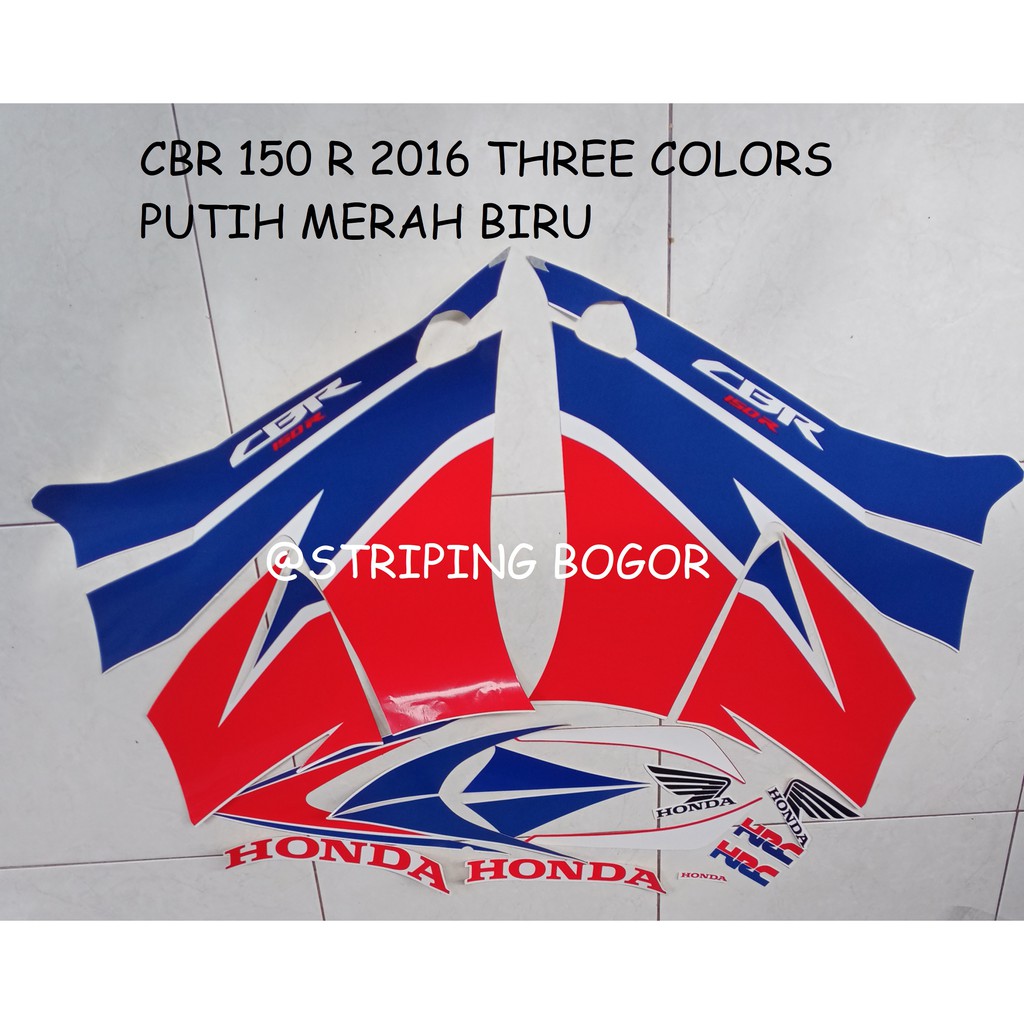 Jual Striping Stiker Motor Honda CBR 150 R 2016 Three Colors Putih Biru ...