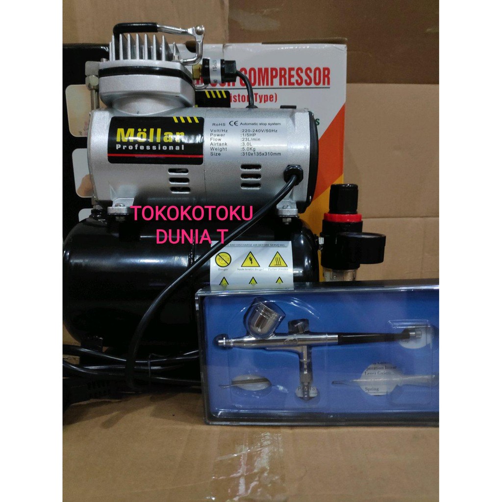 Jual Paket Kompresor Mini Compressor Set Mollar 3 Liter With Pen Air ...