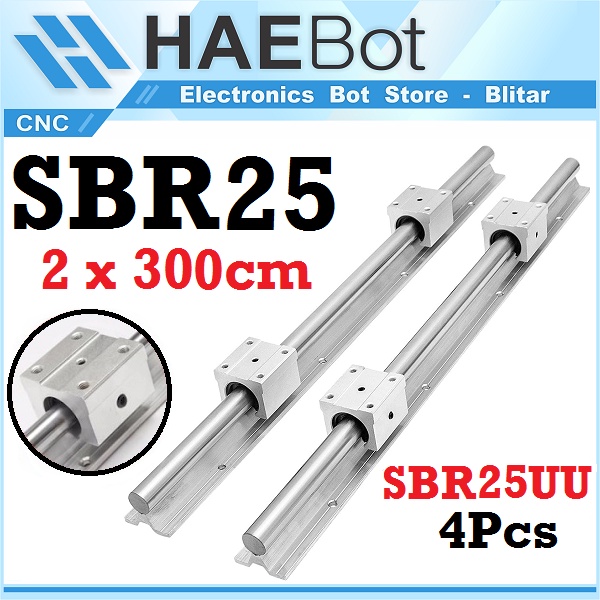 Jual [HAEBOT] Set Rail SBR25 SBR 25 2 x 300cm Rel Linear Shaft As 25mm ...