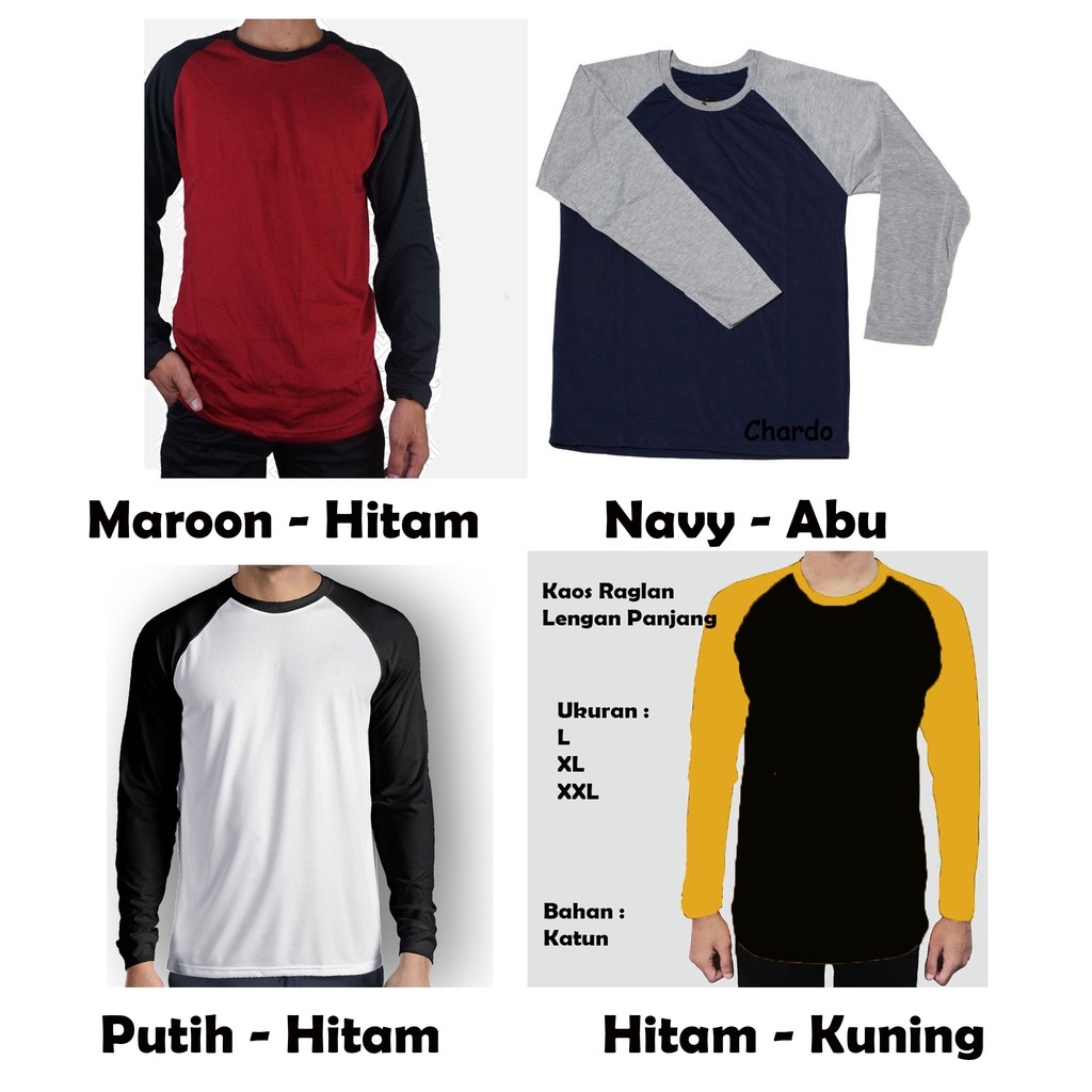 Jual Kaos Raglan Polos Lengan Panjang Kombinasi Warna | Shopee Indonesia