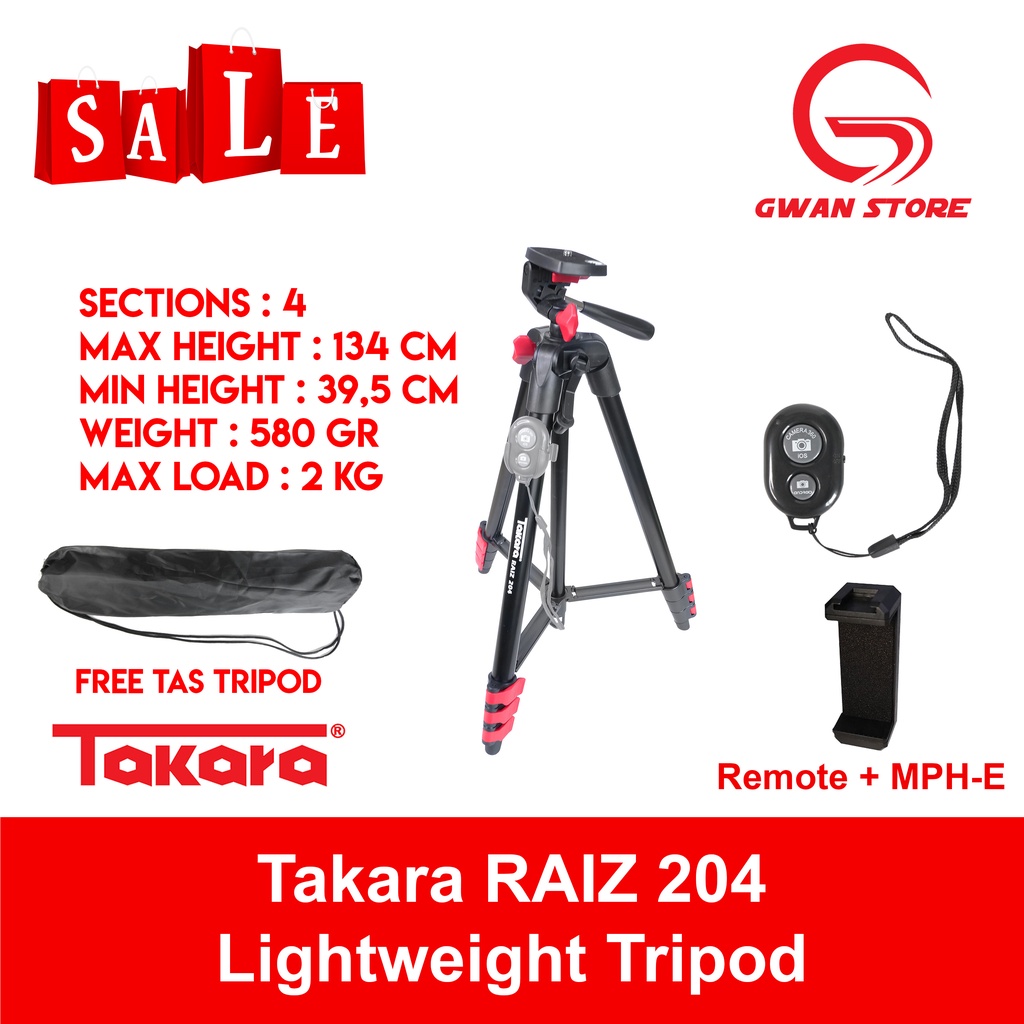 Jual Takara RAIZ 204 Lightweight Tripod Bluetooth Remote for Android ...